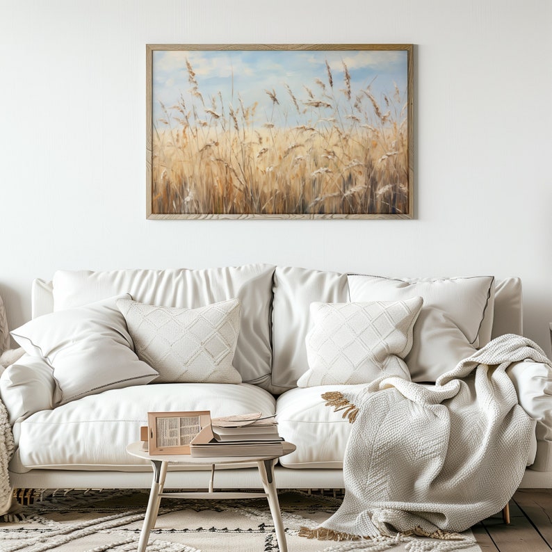 Prairie Grass Oil Painting, Printable Grass Field Landscape Art ...