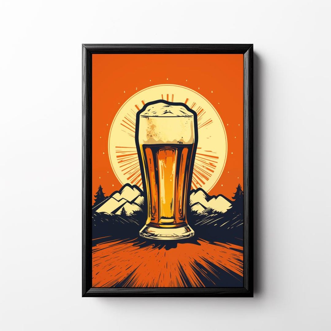Printable Vintage Beer Poster, Retro Mountain Beer Wall Art, Brewery ...