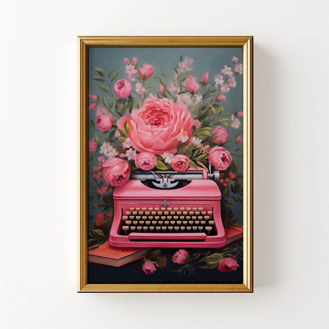 Floral Typewriter Print, Printable Vintage Typewriter Wall Art ...