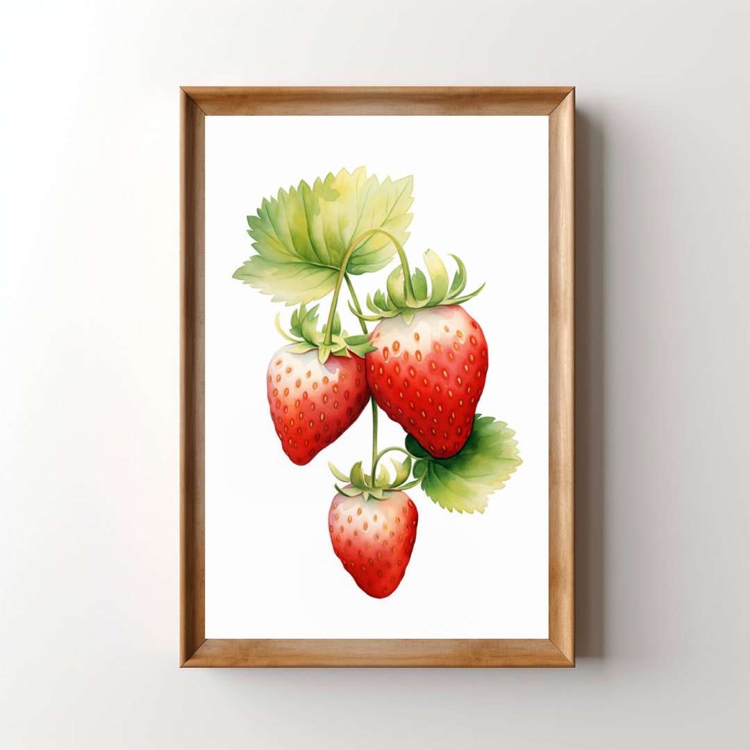 Vintage Strawberry Watercolor, Printable Strawberries Watercolor ...