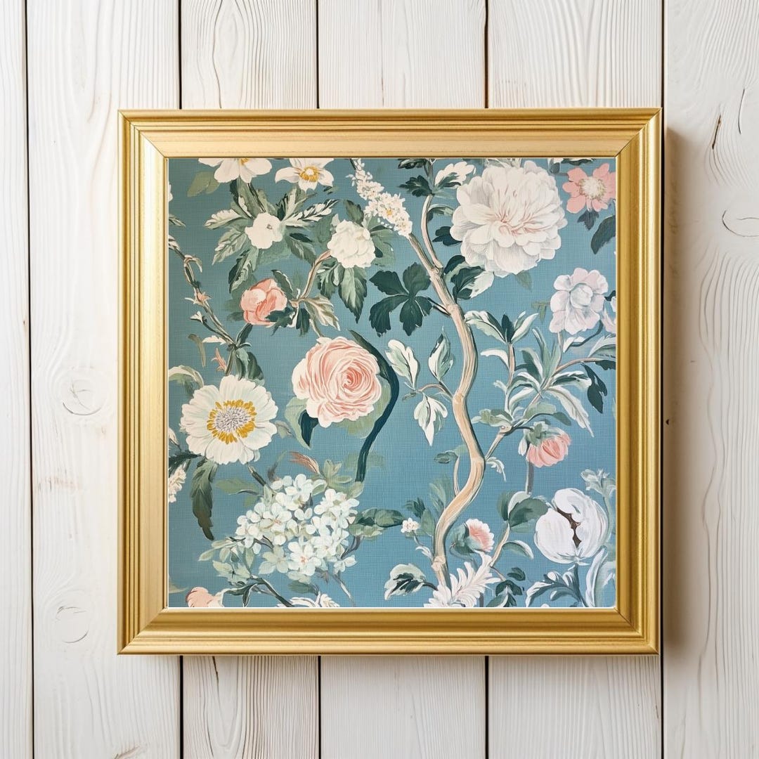 Square Floral Print, Printable Vintage Rose Wall Art, Romantic French ...