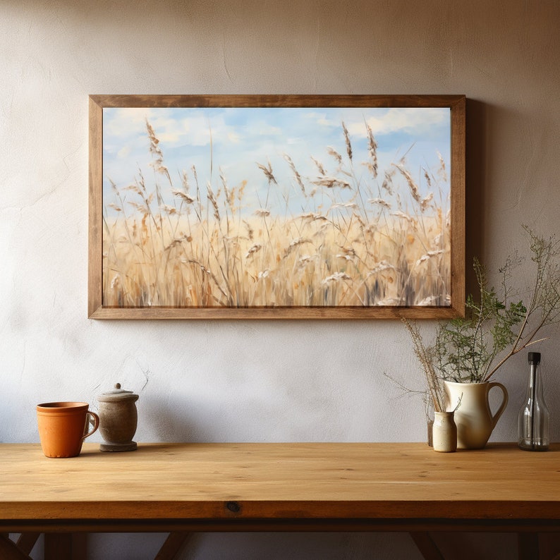 Prairie Grass Oil Painting, Printable Grass Field Landscape Art ...