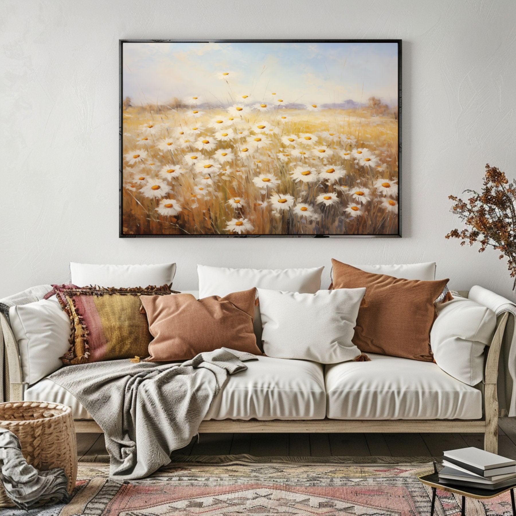 Daisy Field Painting, Printable Daisies Wall Art, Impressionist Daisy ...