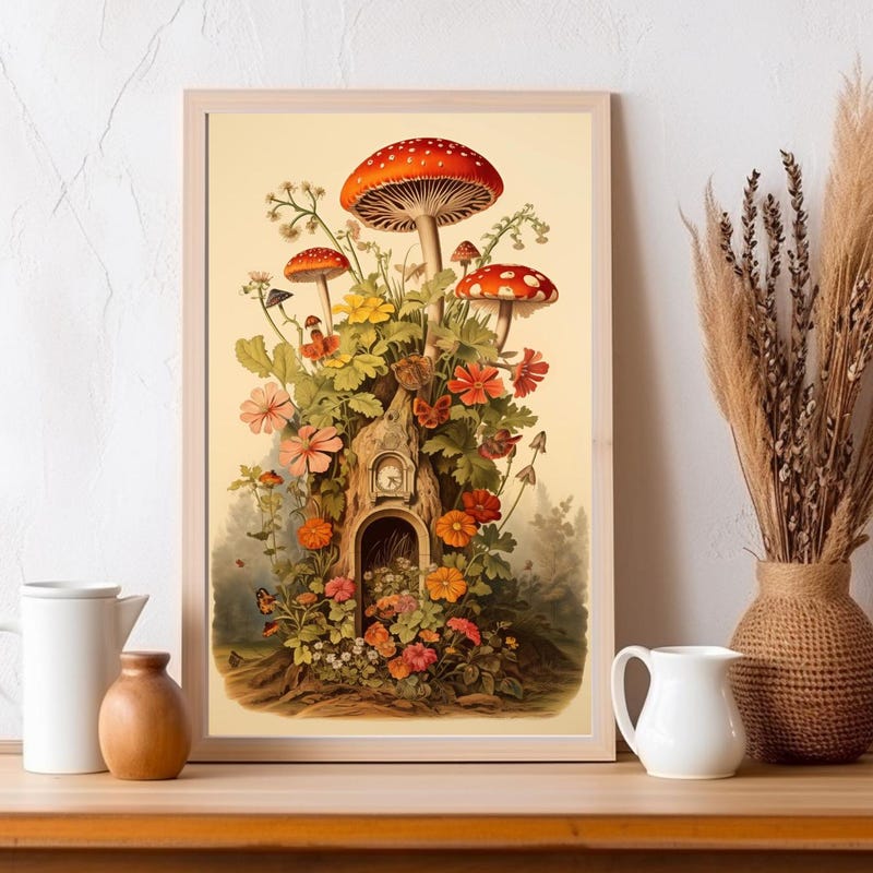 Mushroom Print Lithograph - Etsy