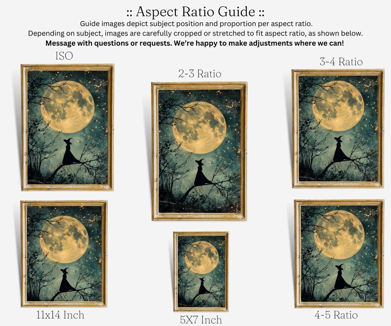 Vintage Witch Print, Printable Witchy Wall Art Full Moon Witching Hour ...