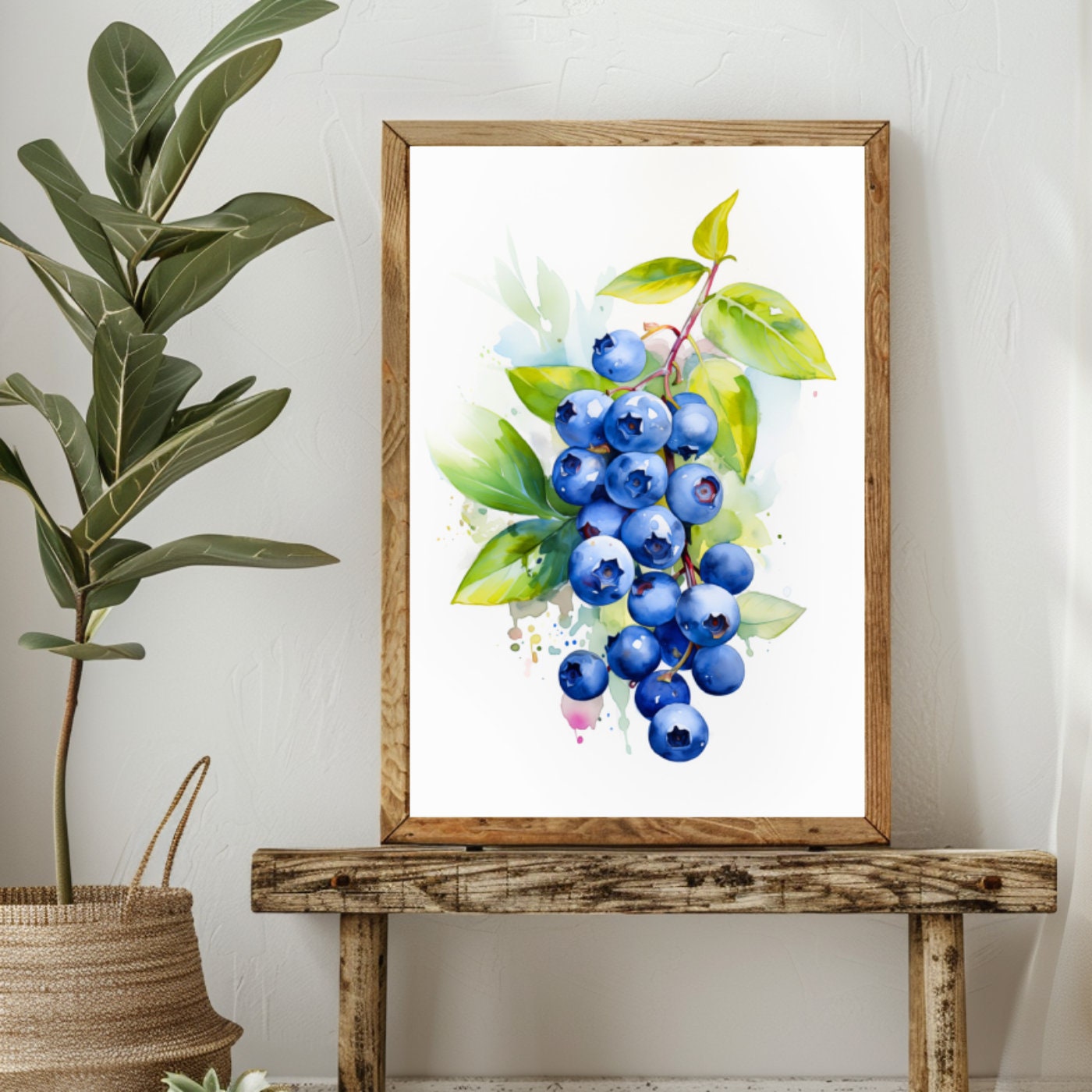 Blueberries Watercolor, Printable Blueberry Painting, Blueberry Art ...