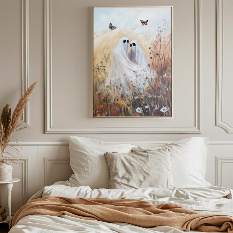 Embracing Ghosts Art Print, Printable Autumn Wall Art Wildflower Field ...