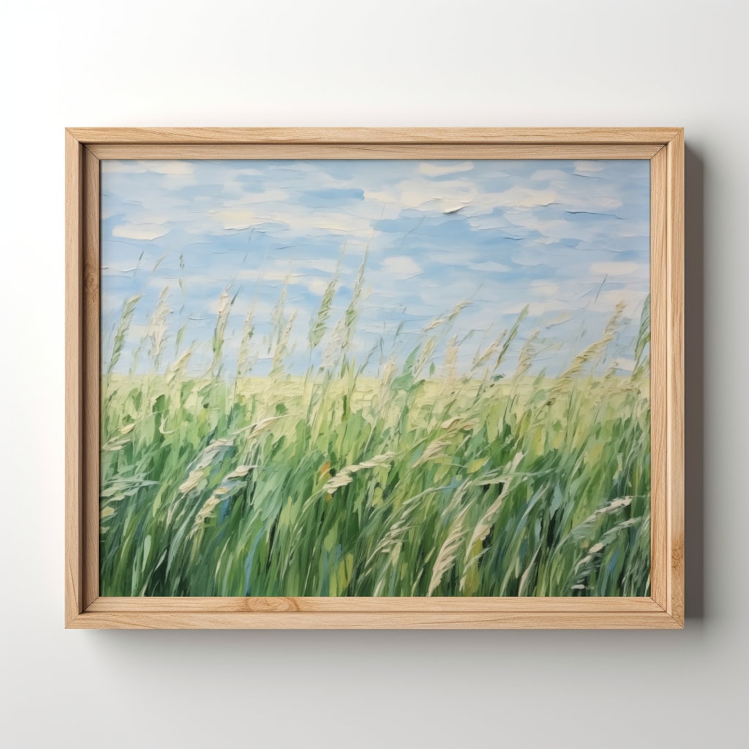 Prairie Grass Field Wall Art, Printable Wild Field Painting, Grassy ...