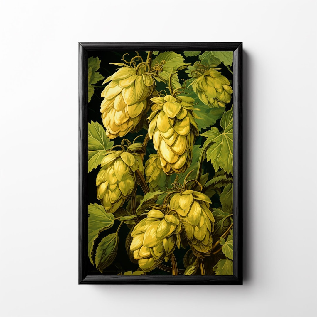 Vintage Hops Print, Printable Hops Poster, Brewery Artwork, Homebrew ...