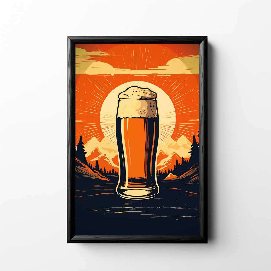 Printable Vintage Beer Poster, Retro Mountain Beer Wall Art, Brewery ...