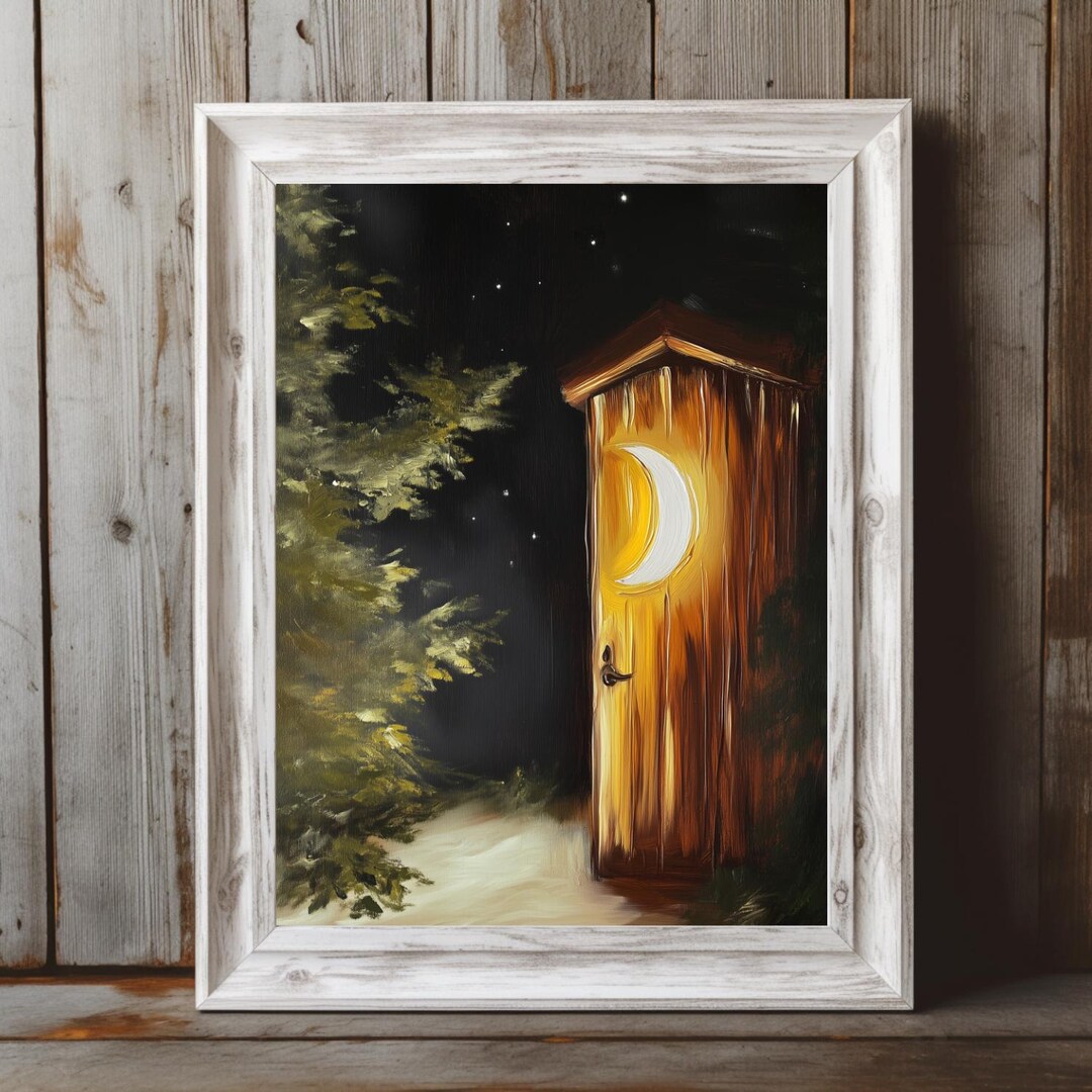 Vintage Outhouse Print, Printable Rustic Cabin Decor, Guest Bathroom ...