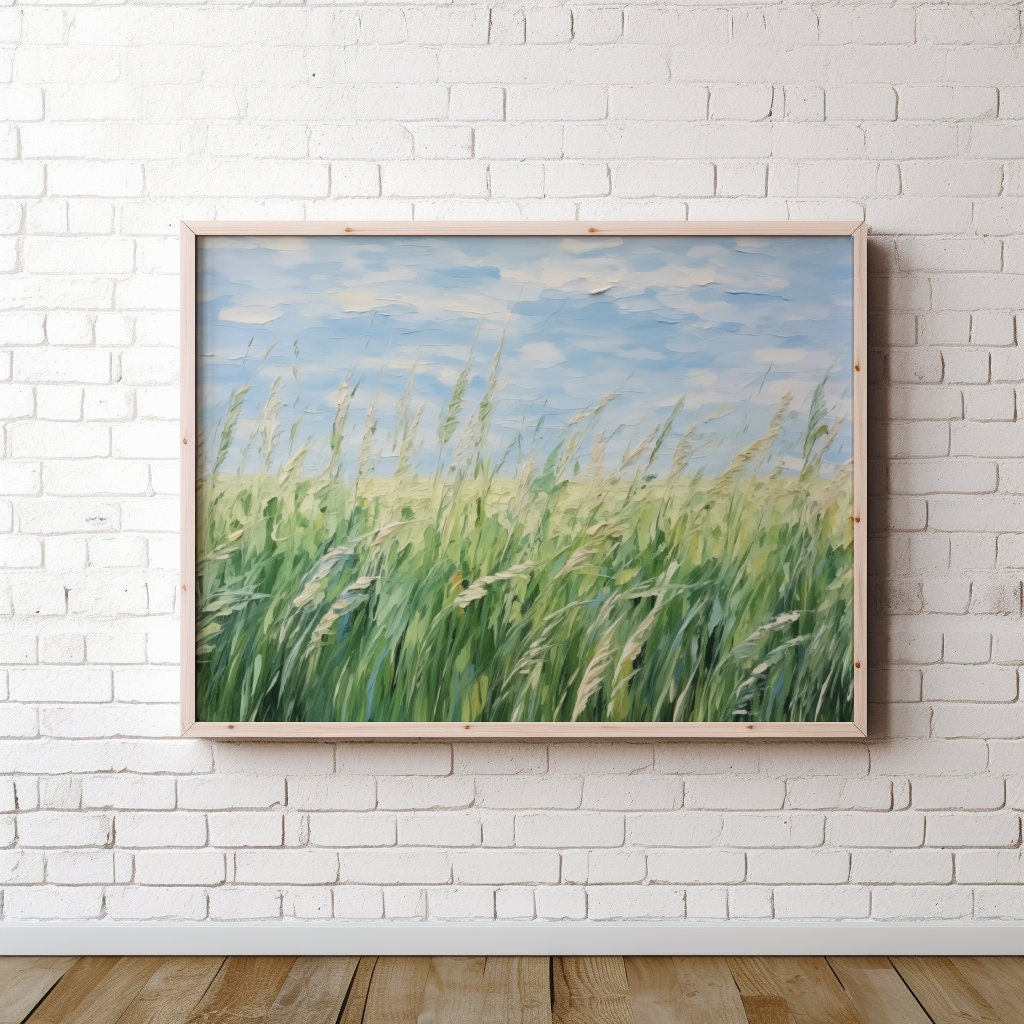 Prairie Grass Field Wall Art, Printable Wild Field Painting, Grassy ...