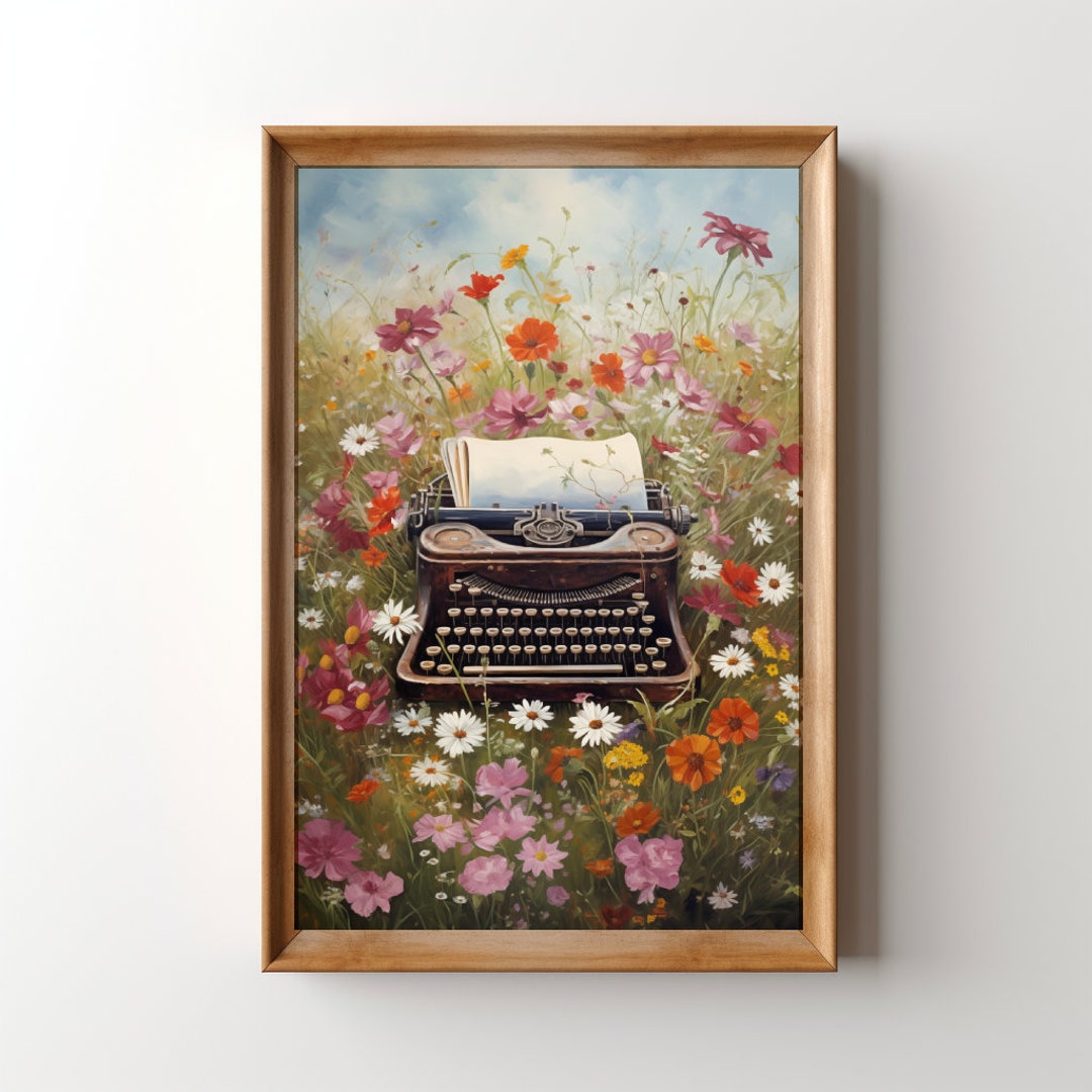 Vintage Typewriter Print, Printable Antique Typewriter Oil Painting ...