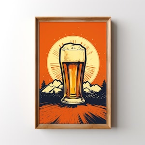 Printable Vintage Beer Poster, Retro Mountain Beer Wall Art, Brewery ...