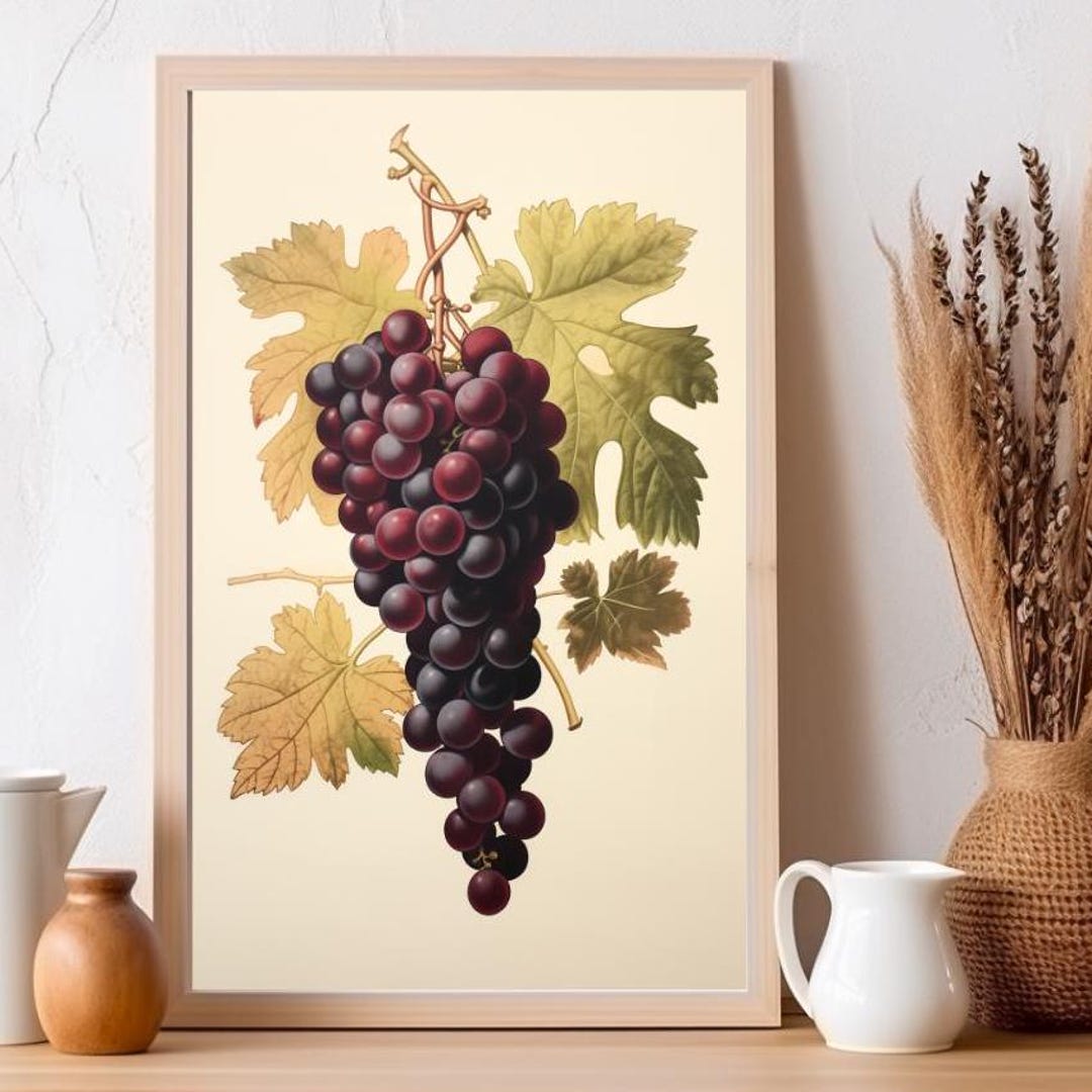 Vintage Grape Print, Printable Vineyard Wall Art, Winery Artwork, Wine ...