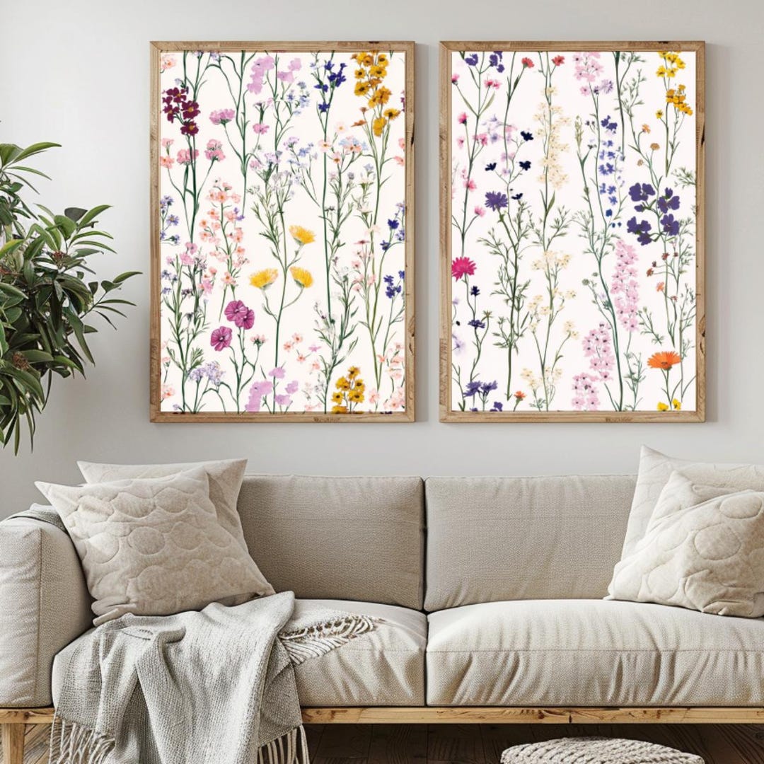 Wildflower Print Set, Printable Floral Wall Art, Botanical Flower Art ...