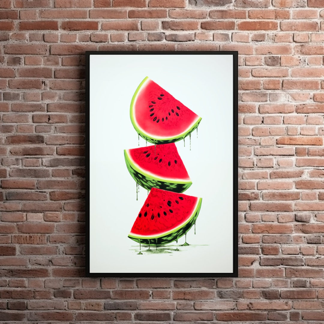 Vintage Surreal Watermelon Art Print, Printable Watermelon Painting ...