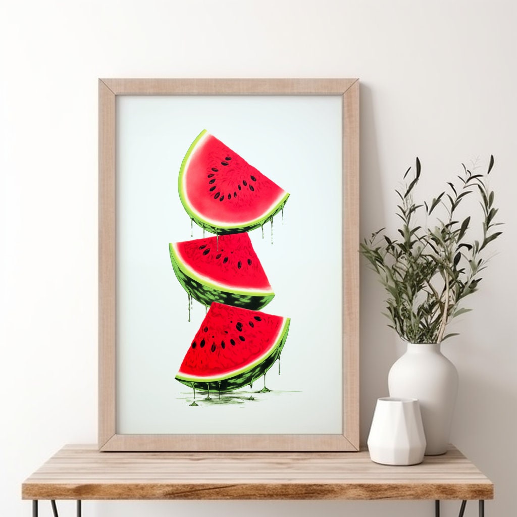 Vintage Surreal Watermelon Art Print, Printable Watermelon Painting ...
