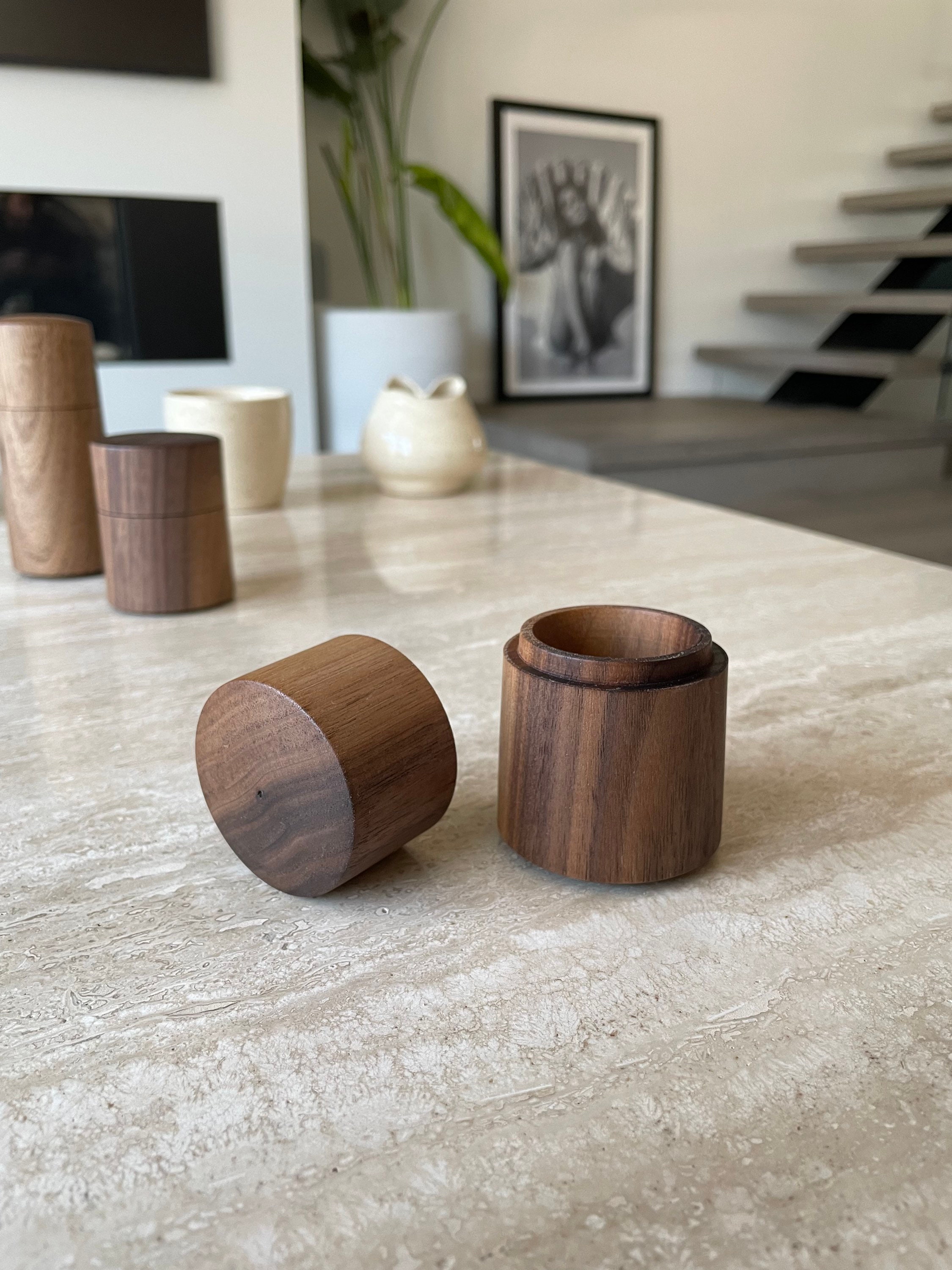 Small Round Hand Turned Walnut Wood Lidded Box for Small Things - Etsy