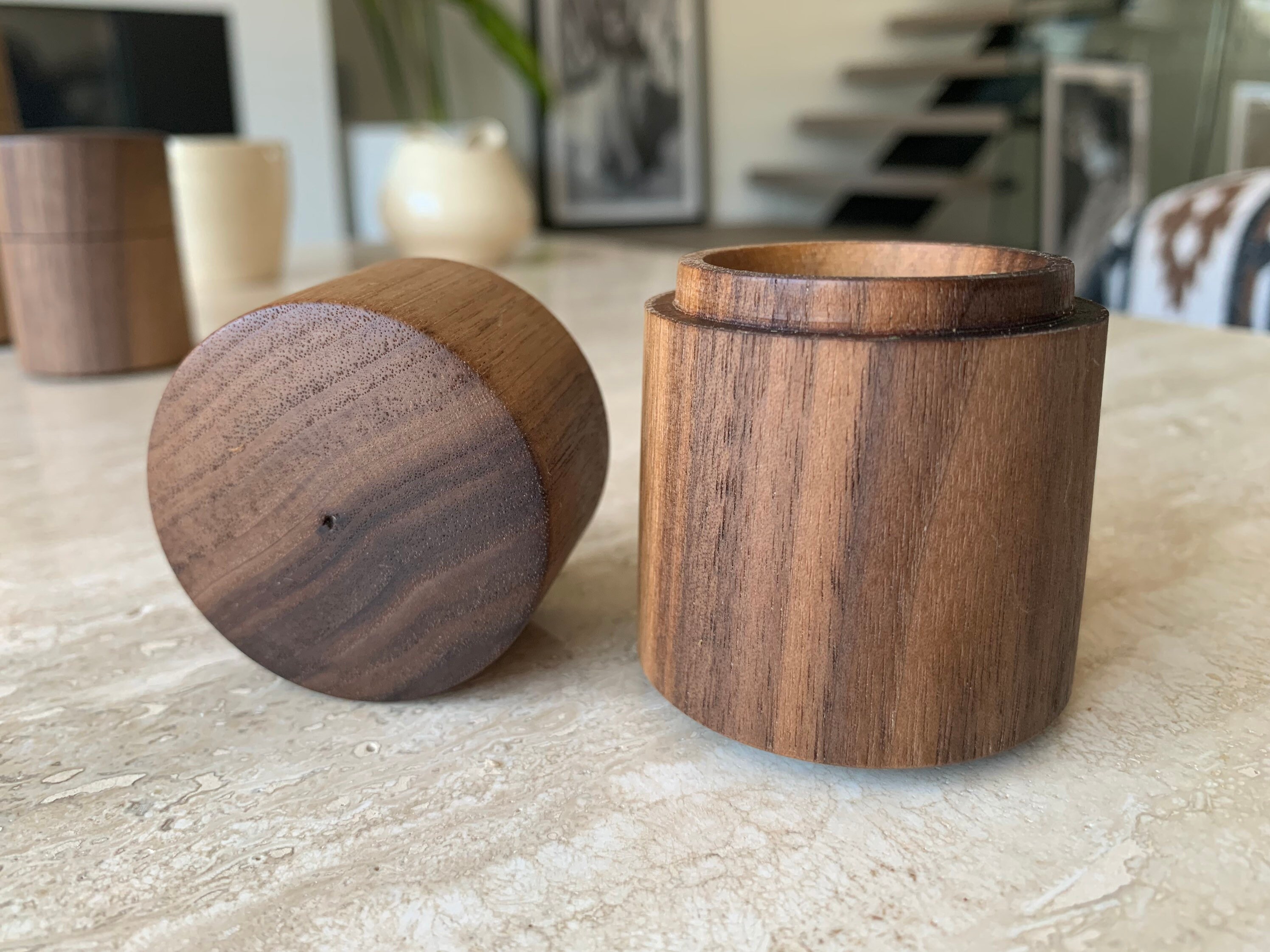Small Round Hand Turned Walnut Wood Lidded Box for Small Things - Etsy