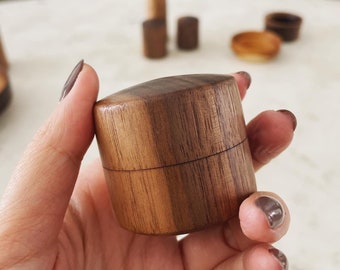 Small Round Hand Turned Walnut Wood Lidded Box for Small Things - Etsy