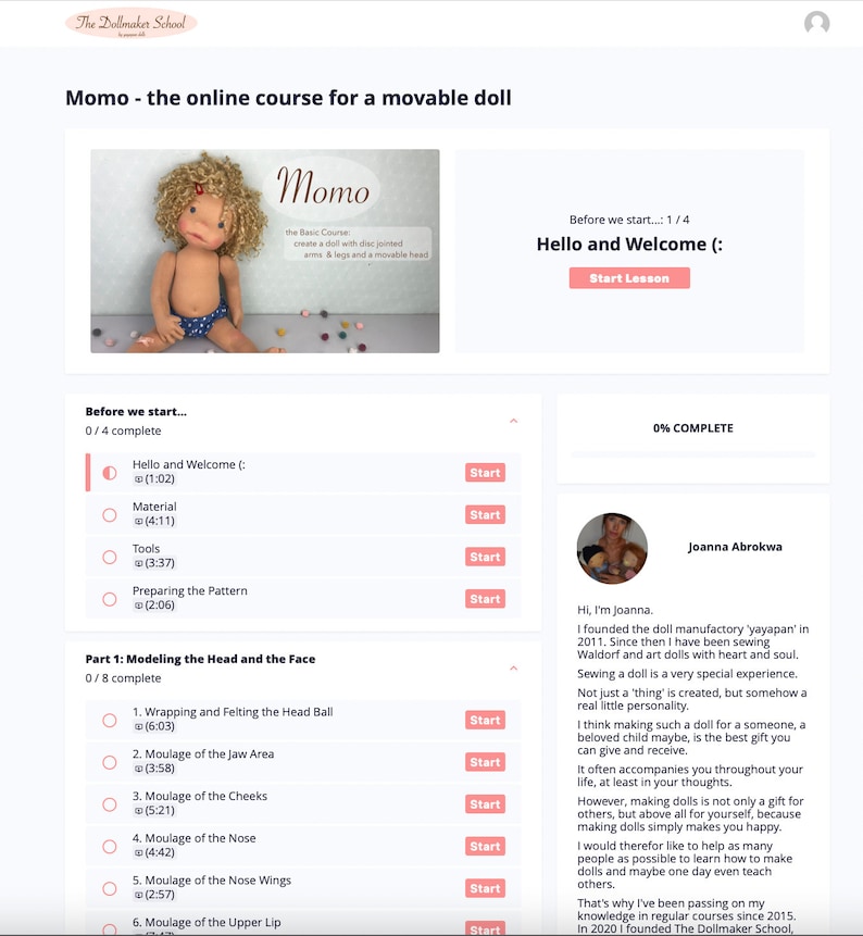 Online Course 'momo' - Create a Movable Doll - ENGLISH VERSION - Etsy