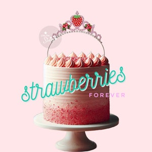 Strawberry Crown First 1st Birthday Tiara Headband, Cake Topper Brabus ...