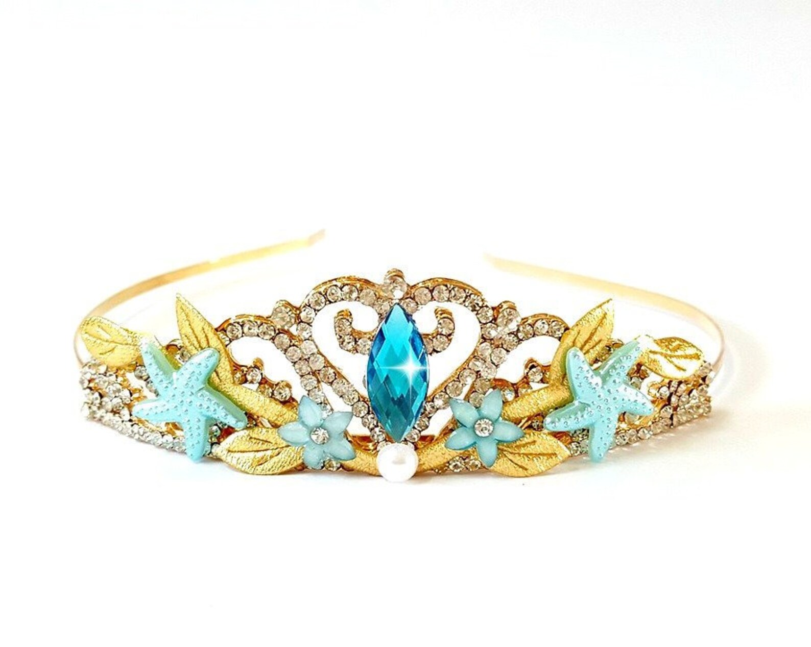 Gold & Aqua Blue Mermaid Crown Fits Mermaid Birthday T Shirt - Etsy