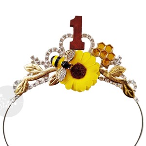 Sunflower Bee Birthday Party Crown Brabus, My 1st Bee Day Tiara, Sweet ...