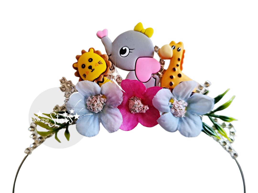 Magical Safari Floral Zoo Animal Crown, Wild One Girls 1st Birthday ...