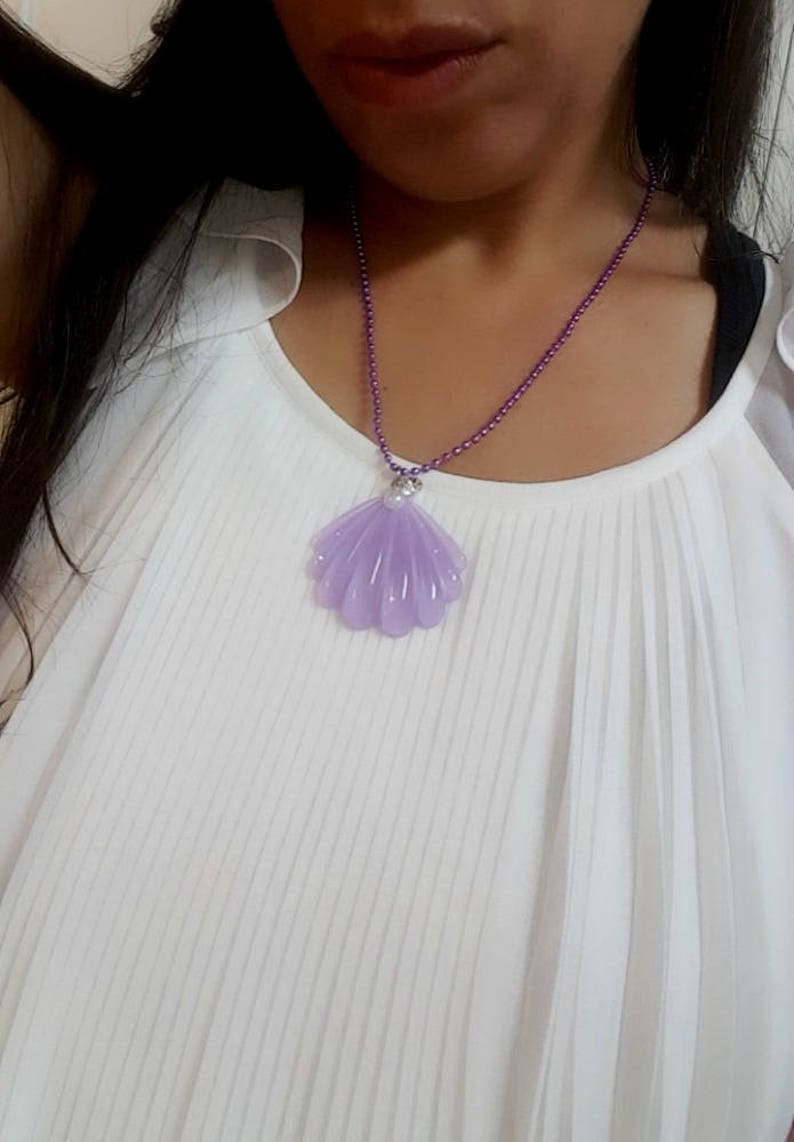 Mermaid Necklace purple Sea Shell Necklace Sea Shell Charm - Etsy