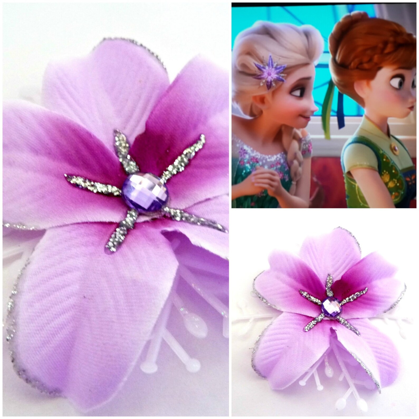 Frozen Fever Elsa Purple Hair Flower Elsa Purple Flower Hair | Etsy
