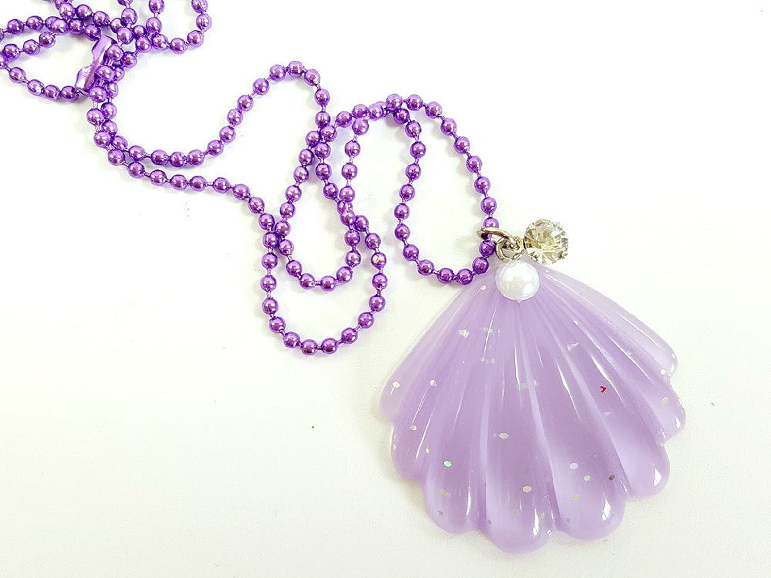 Mermaid Necklace purple Sea Shell Necklace Sea Shell Charm - Etsy