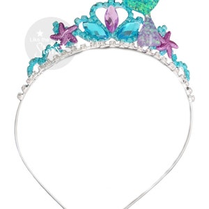 Mermaid Tail Crown Tiara, Mermaid Birthday Party Crown Fits Iridescent ...