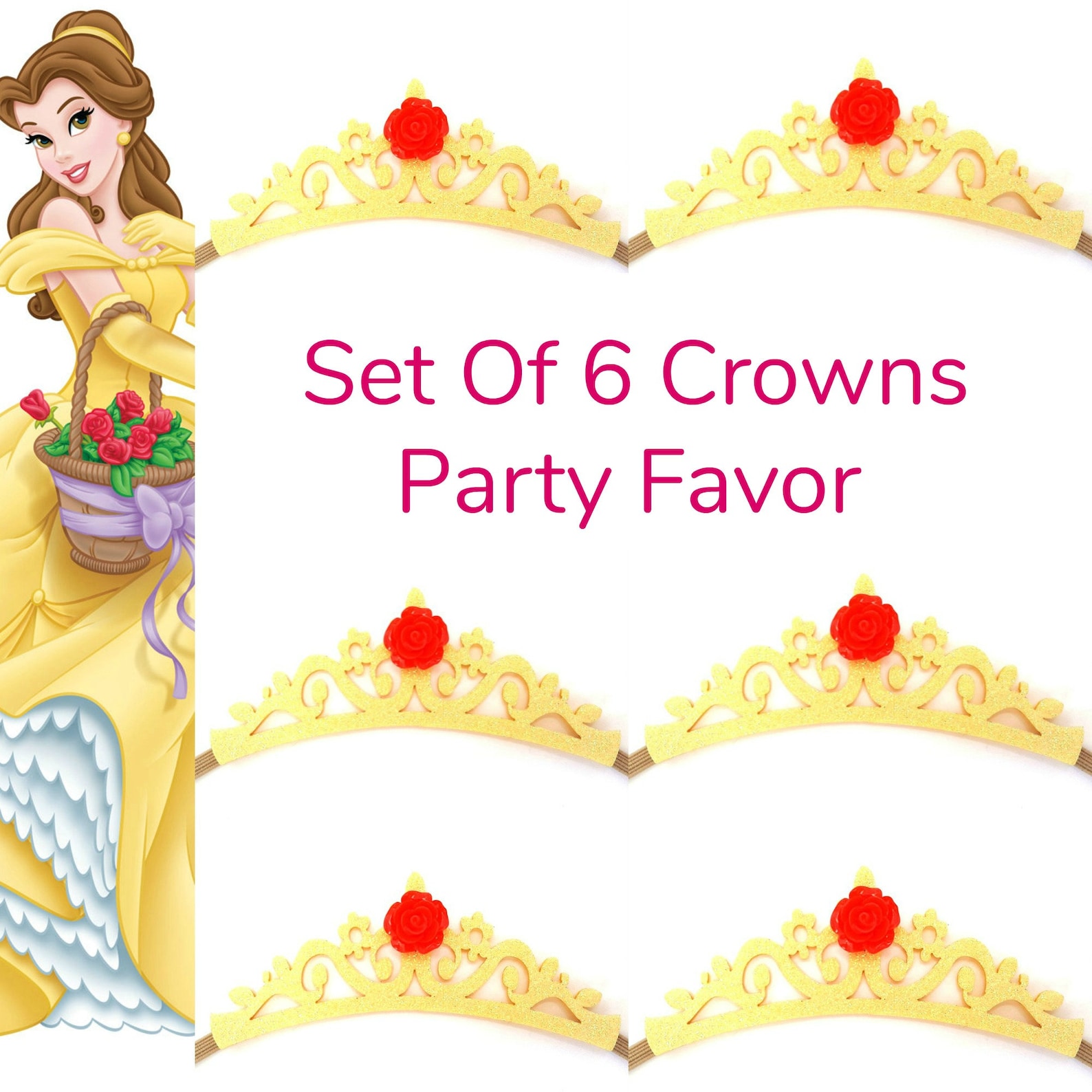 Princess Belle Crown Birthday Party Favorprincess Belle Tiara - Etsy