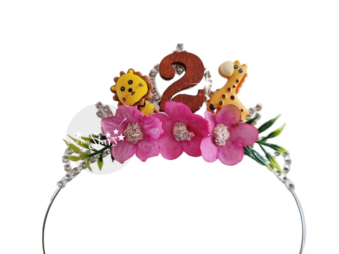 Regal Crown Two Wild Birthday Safari Birthday Crown Flower Zoo Headband ...