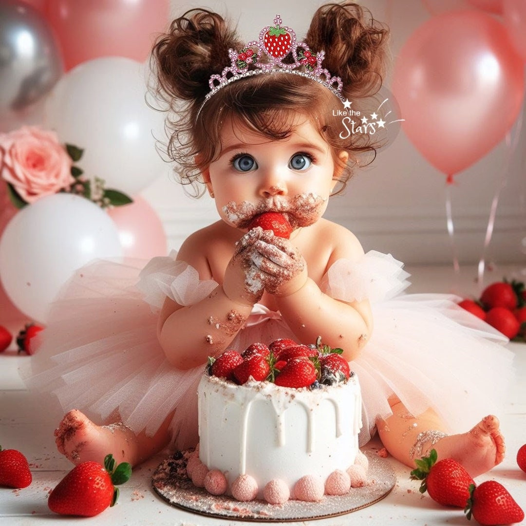 Brabus Strawberry Crown First 1st Birthday Tiara Headband, Berry First ...