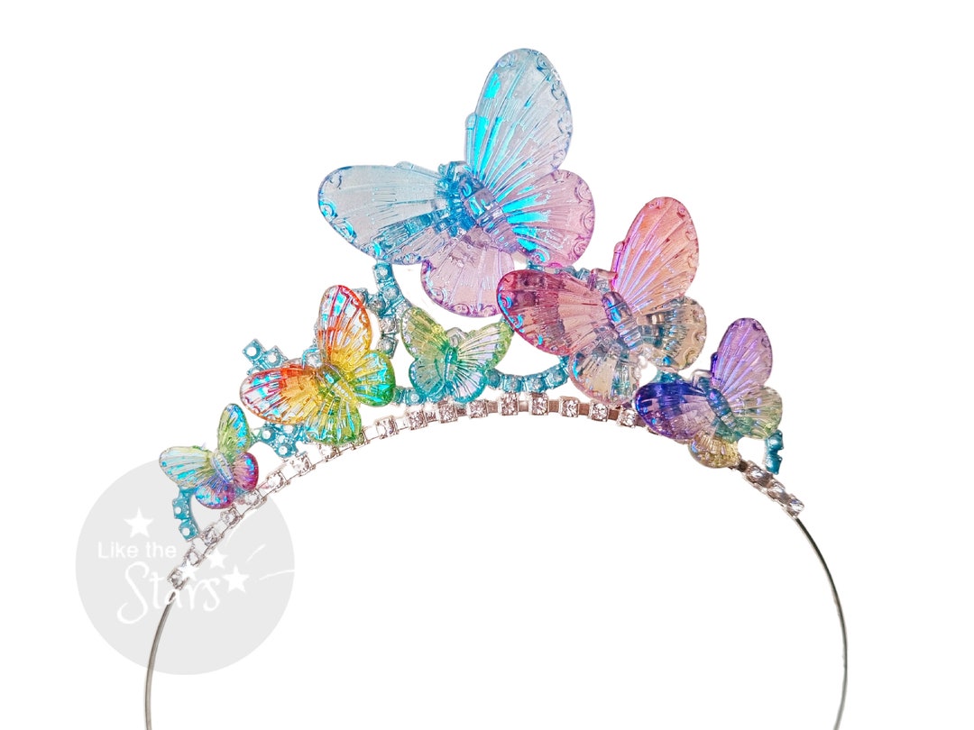 NEW Colorful Butterfly Birthday Crown Headband, Fairy Tiara Great for ...