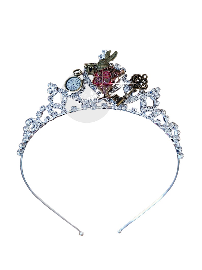 Alice in Wonderland Crown Tiara, Jeweled With Clock Key Eat Me Spoon ...