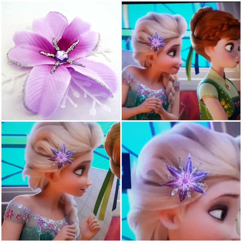 Frozen Fever Elsa Purple Hair Flower, Elsa Purple Flower Hair Clip With ...