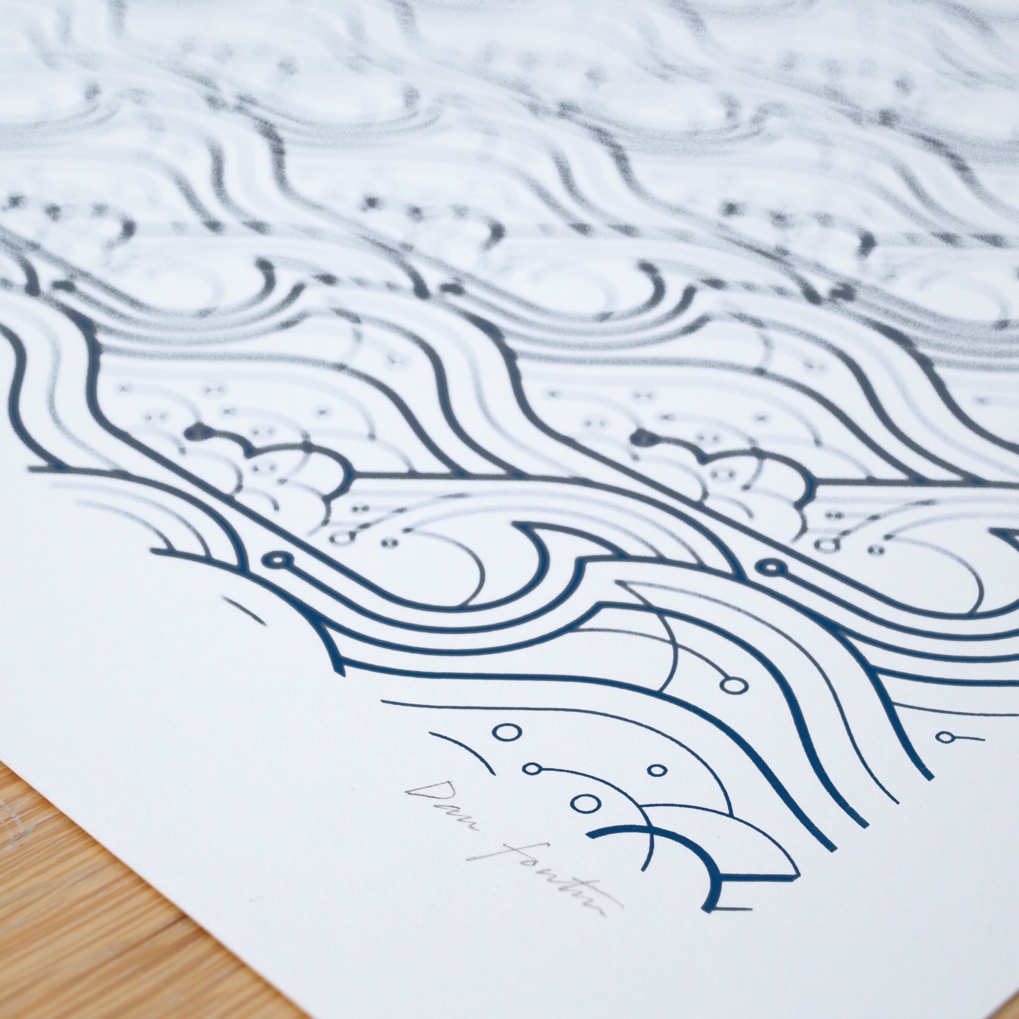 Waves A2 Limited Edition Screen Print Hand-printed in Dark - Etsy