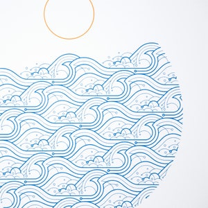 Waves A3 Limited Edition Screen Print, Hand-printed in Cobalt Blue and ...