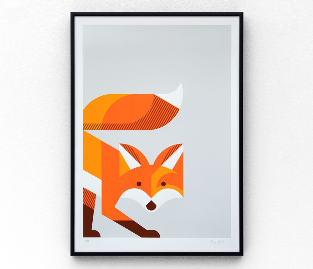 Fox A2 Limited Edition Screen Print, Hand-printed in 4 Colours - Etsy