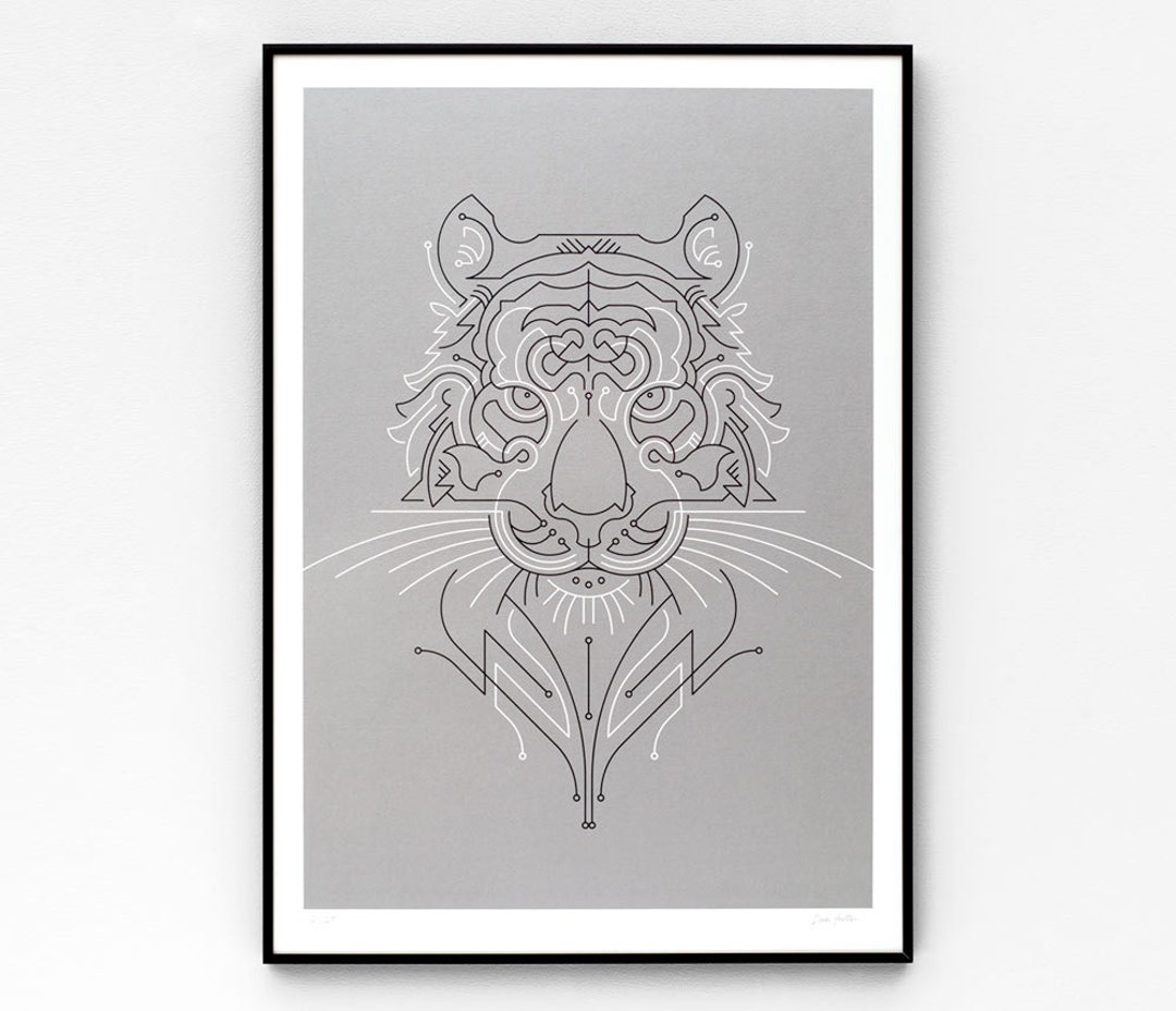 Tiger A2 Limited Edition Screen Print, Hand-printed in Gunmetal Silver ...