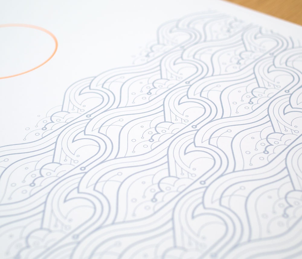 Waves A2 Limited Edition Screen Print, Hand-printed in Metallic Blue ...