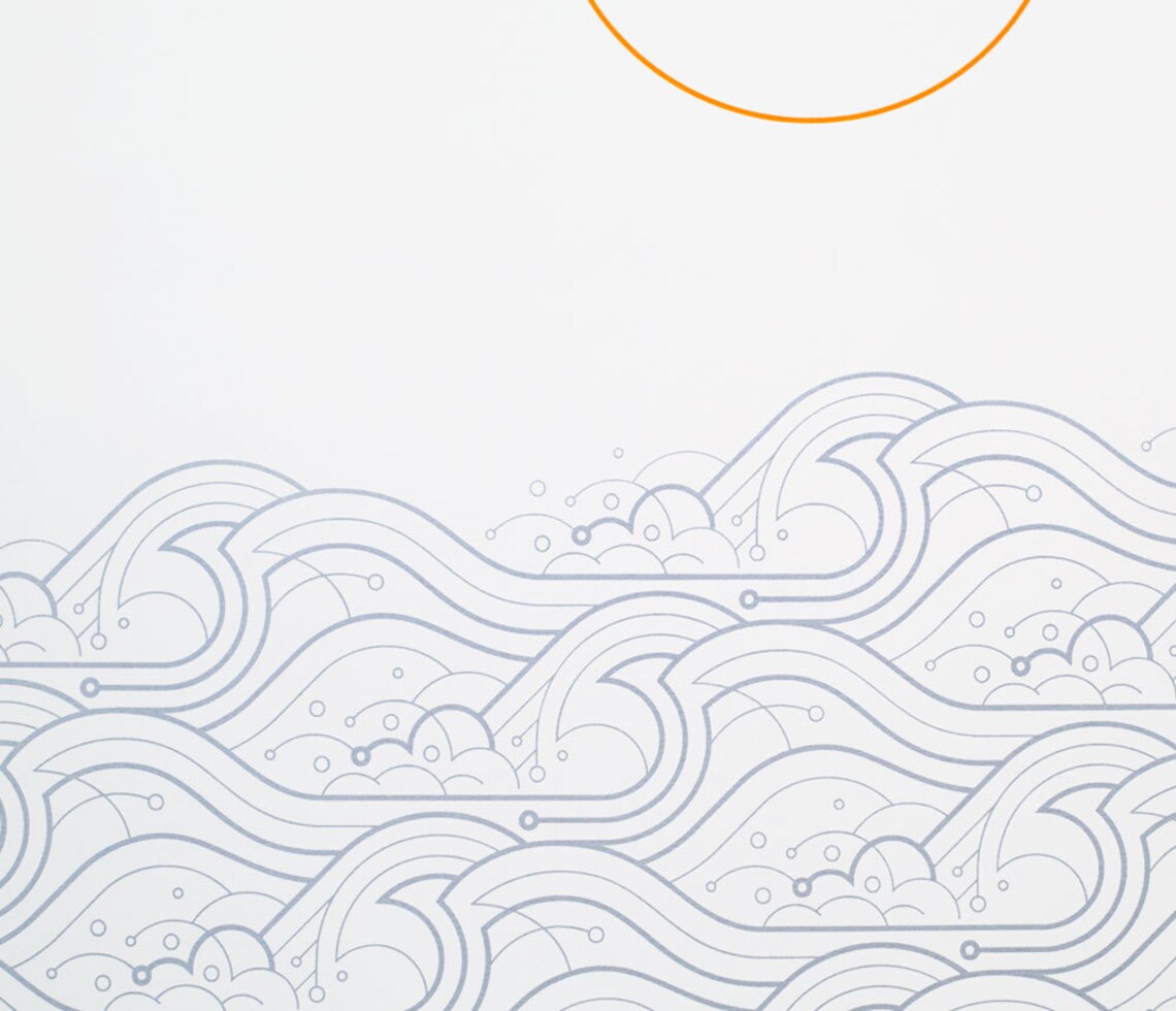 Waves A2 Limited Edition Screen Print, Hand-printed in Metallic Blue ...