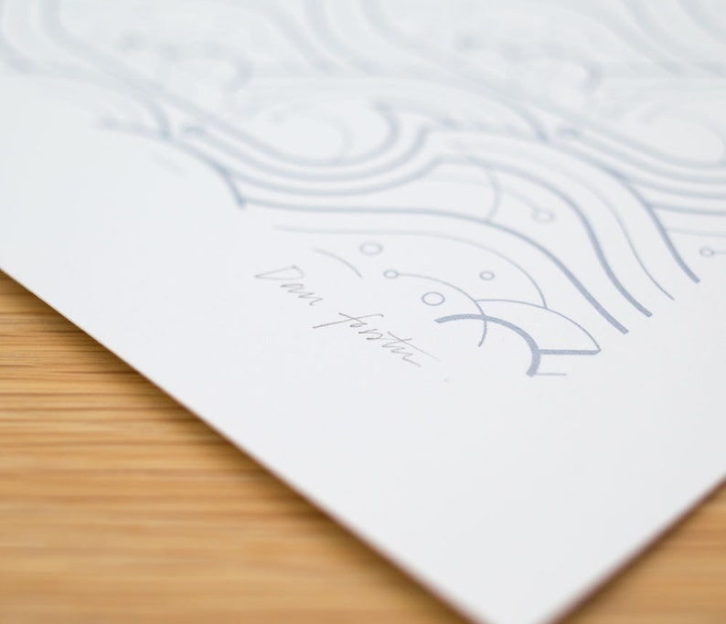 Waves A2 Limited Edition Screen Print, Hand-printed in Metallic Blue ...