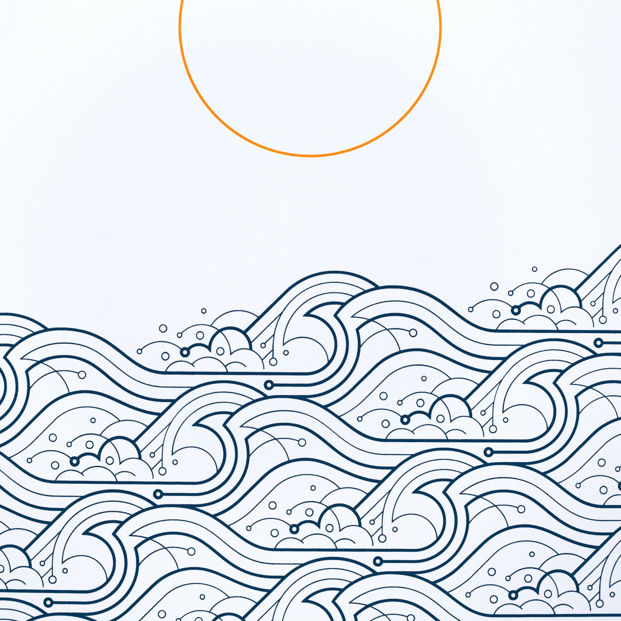 Waves A2 Limited Edition Screen Print, Hand-printed in Dark Blue and ...