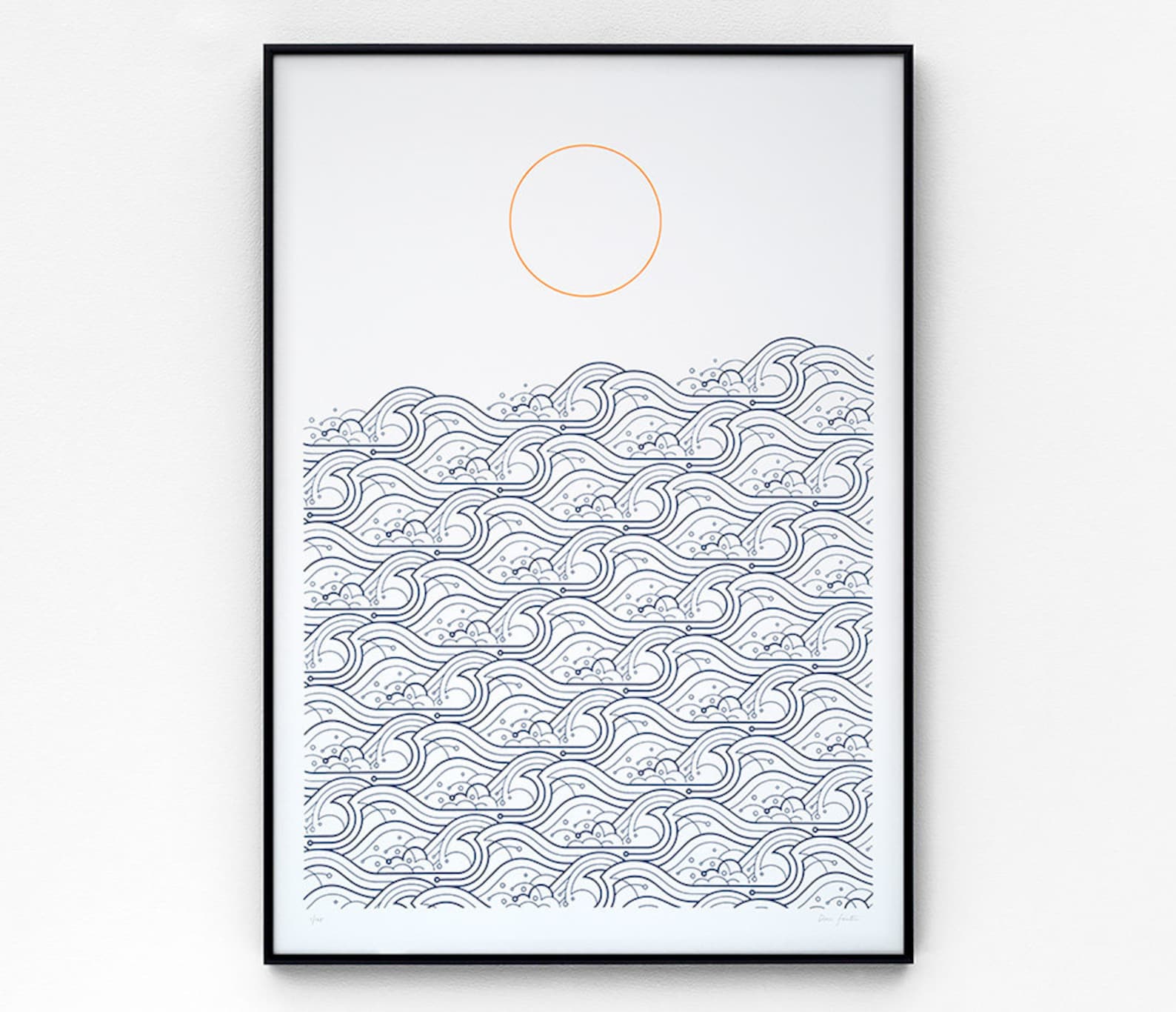 Waves A2 Limited Edition Screen Print, Hand-printed in Dark Blue and ...