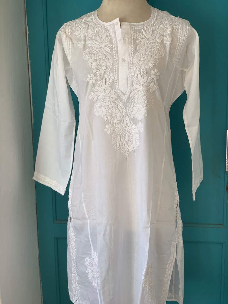 White Cotton Embroidered Tunic: Boho Resort Wear, Plus Size - Etsy